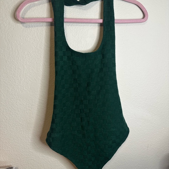 Le Lis | Tops | Le Lis Green Checkered Bodysuit | Poshmark